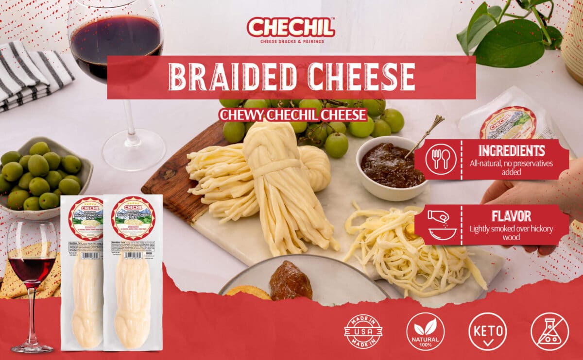 Chechil Plain, Braided, String-Cheese Wine Snack (2 Pack)